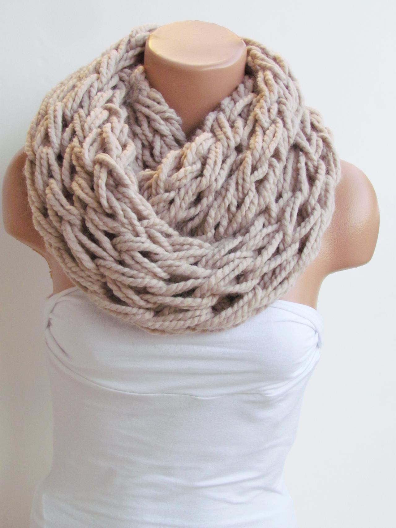 Infinity Stone Cream Scarf,neckwarmer,knitted Scarf, Circle Loop Scarf ...