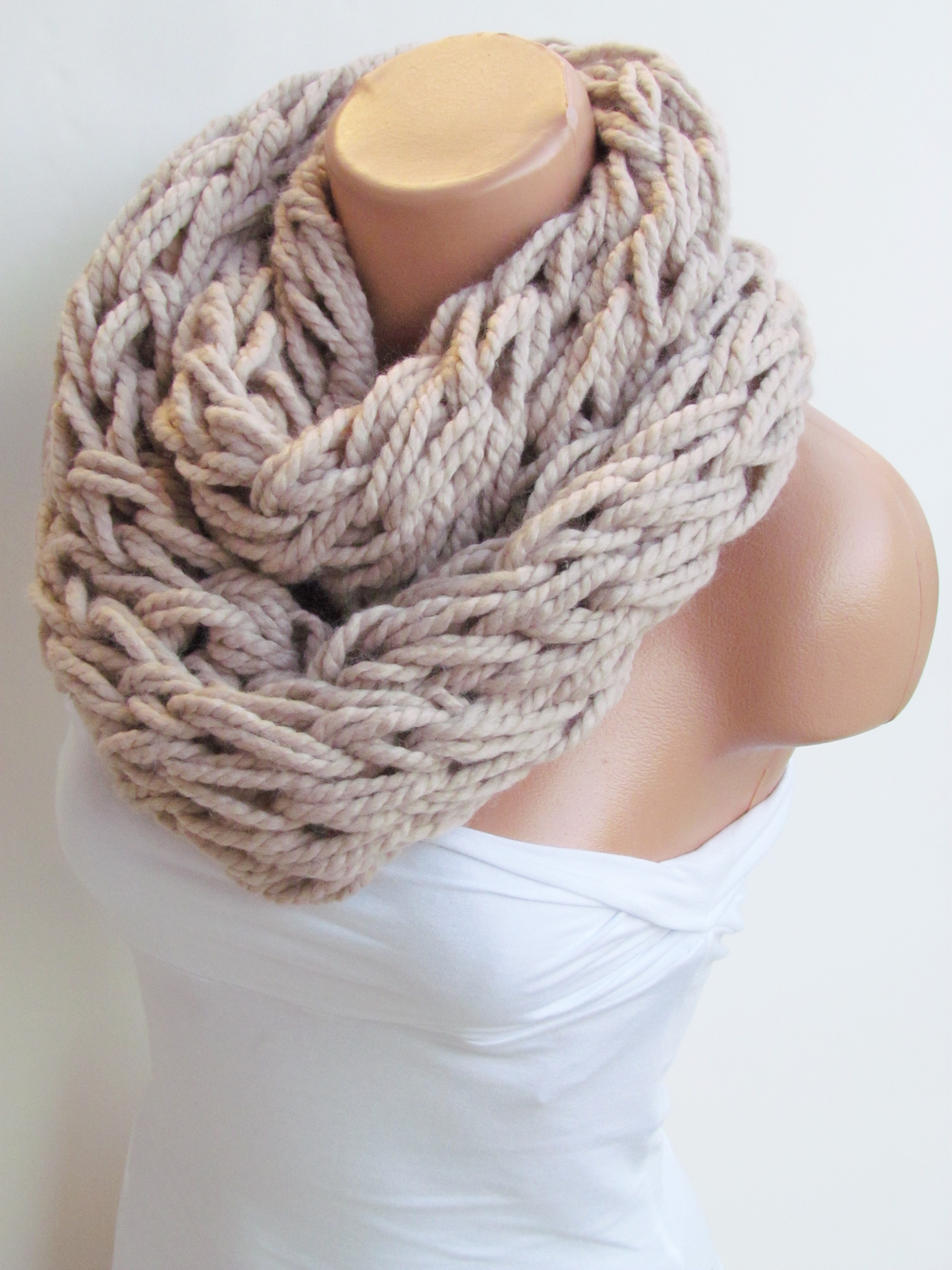 Infinity Stone Cream Scarf,neckwarmer,knitted Scarf, Circle Loop Scarf ...